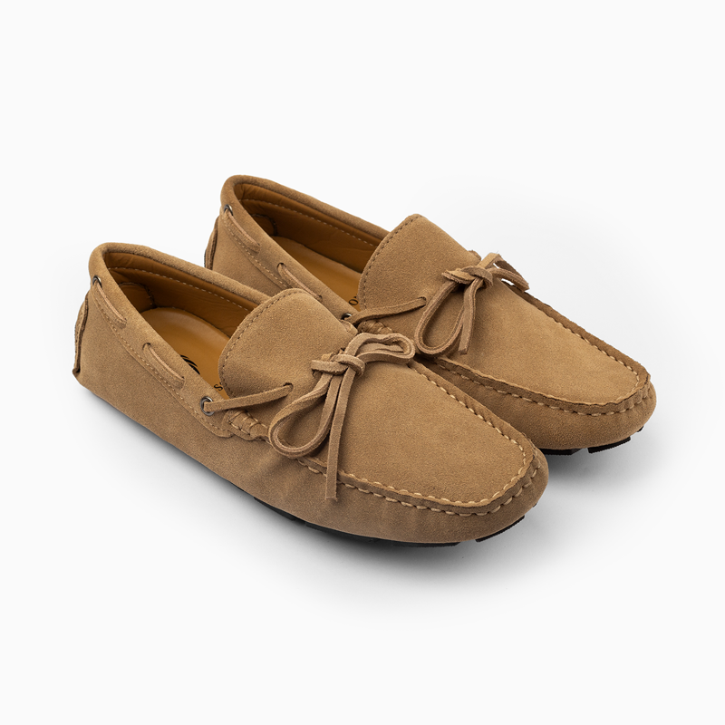 Suede leather mocassin with lace T8/Beige – Robinson-eg