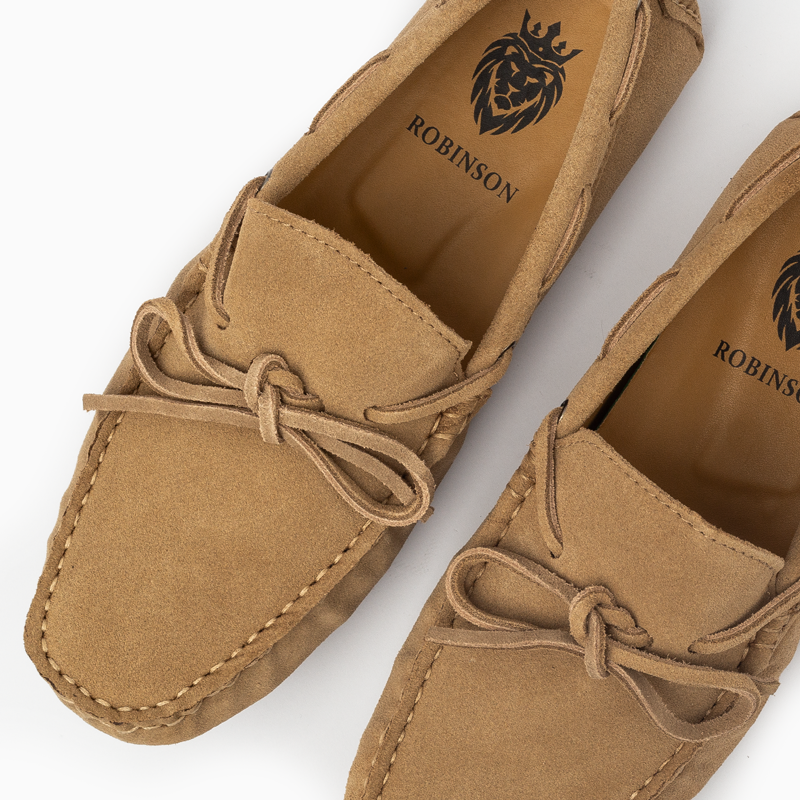 Suede leather mocassin with lace T8/Beige – Robinson-eg
